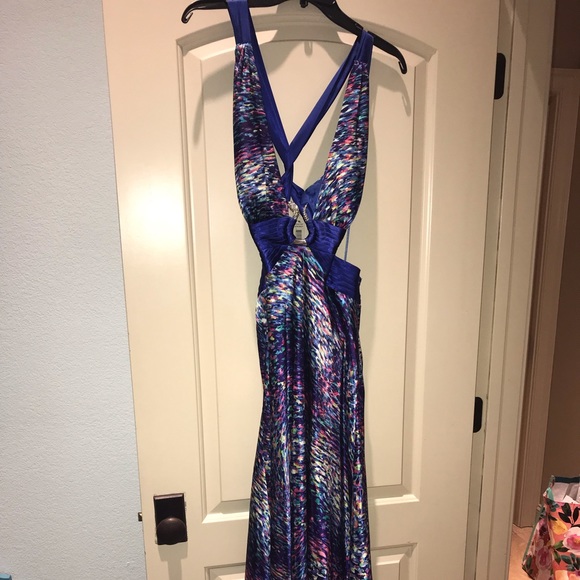 Morgan & Co. | Dresses | Formal Dress Blue Multicolor Floor Length ...